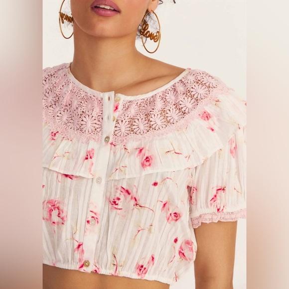 LoveShackFancy | Tops | New Loveshackfancy Elaina Crop Top In Cherry ...